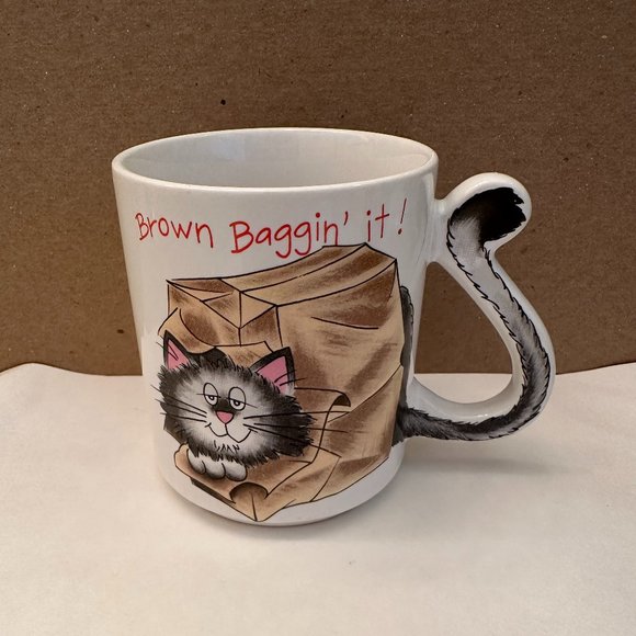 Mount Clemes Pottery | Kitchen | Brown Baggin It Cat Mug Vintage 8 Oz ...